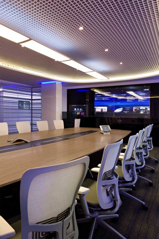 Modern Meeting and Presentation Room with Large LCD - Interior Design Ideas