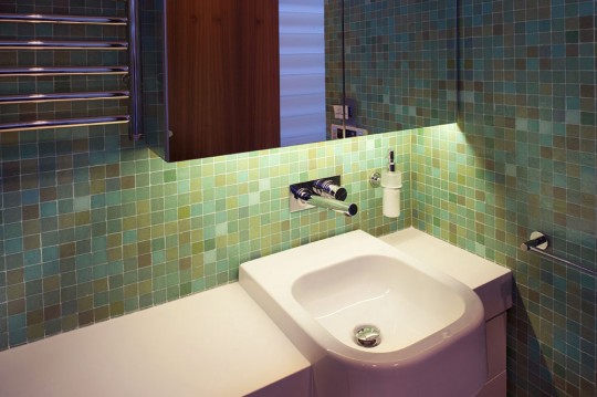 Bright Wash Basin Design with Tile Wall Ideas - Interior Design Ideas