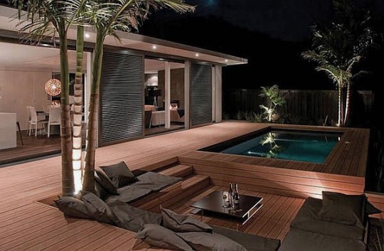 Fascinating Outdor Patio Design with Wooden Deck and Pool - Interior ...